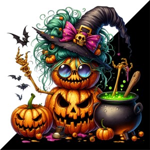 12 Witch Pumpkin PNG Clipart, Spooky Glowing Pumpkin Digital Art ...