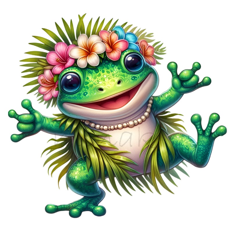 14 PNG Tropical Hula Frog Party Clipart, Exotic Toad Digital - Etsy
