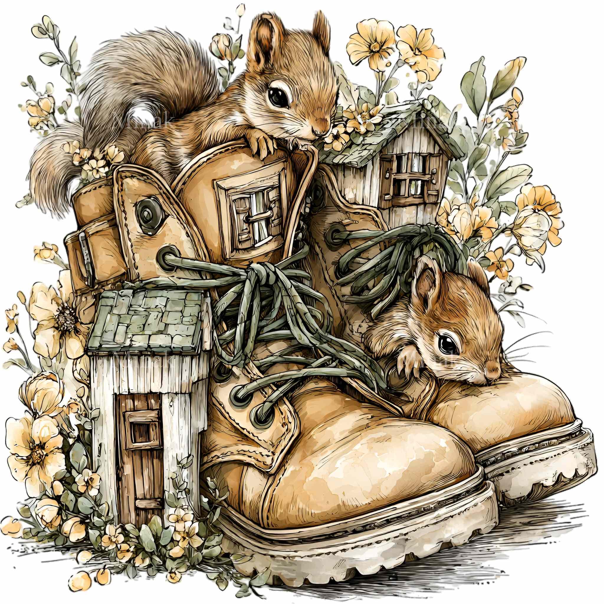 12 PNG Squirrel Clipart – Watercolor Woodland Animal PNG – Cute Forest ...