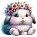Floral Bunny PNG Clipart 12 Cute Bunny With Flower Crown Adorable ...