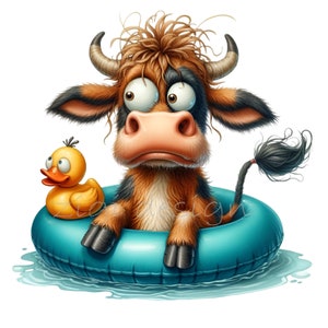 Cow on Shark Float Clipart 10 PNG Cute Baby Cow Art for Kids' Projects ...
