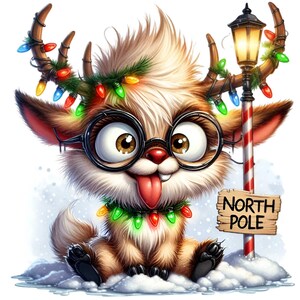 Christmas Reindeer Clipart PNG - 10 Cute Reindeer With Antlers and ...