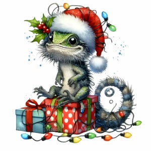 Christmas Lizard With Santa Hat PNG Clipart | 12 Adorable Reptile ...