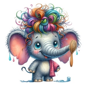 15 PNG Rainbow Elephant Clipart - Cute Animal Illustration - Kids Party ...