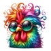 12 Rainbow Rooster PNG, Funky Chicken Clipart, Colorful Hipster Hen ...