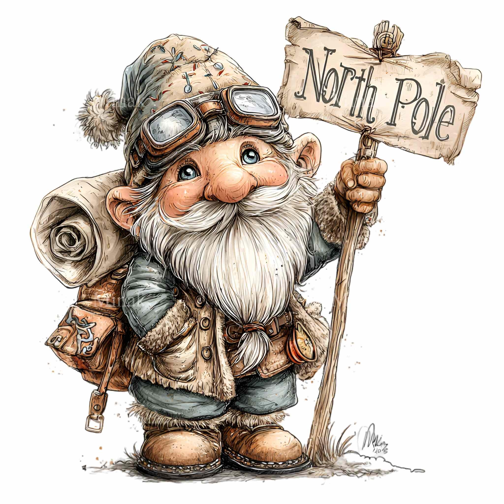 10 PNG Explorer Gnome With Sign – Christmas Gnome PNG – Festive ...