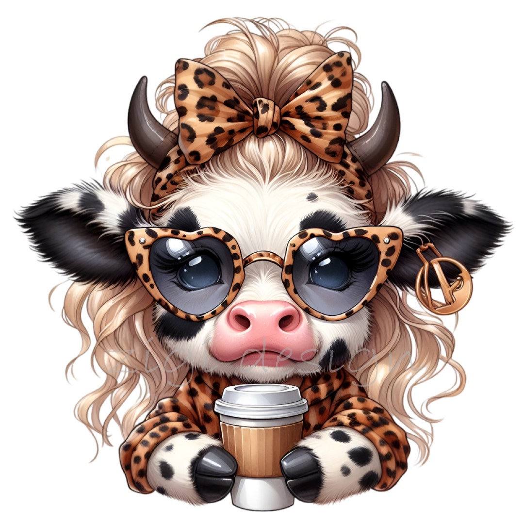 Funny Cow Clip Art, 15 PNG Cofee Clipart, Leopard Print Bow, Funny ...