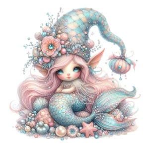 Mermaid Clipart, Gnome PNG, 15 Watercolor Fairytale Clip Art, Nursery ...