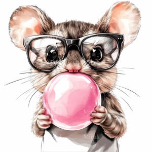 16 Adorable Mouse PNG Clipart - Mouse With Glasses Blowing Bubblegum ...