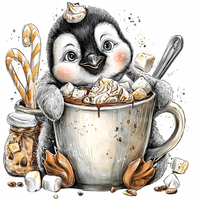 15 PNG Winter Penguin Clipart – Cute Penguin With Hot Cocoa PNG ...