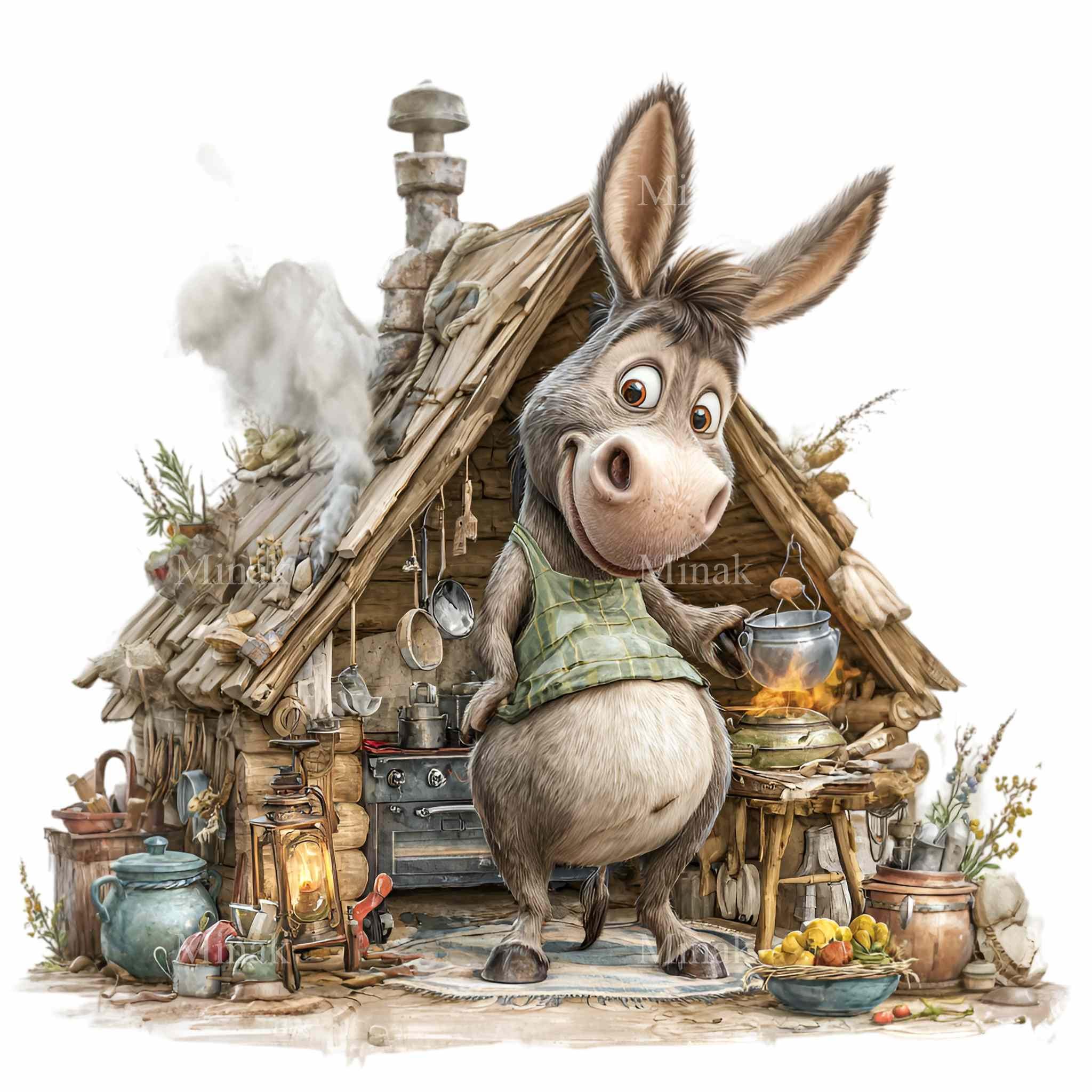 15 PNG Chef Donkey Clipart – Funny Cooking Illustration in Cottage ...