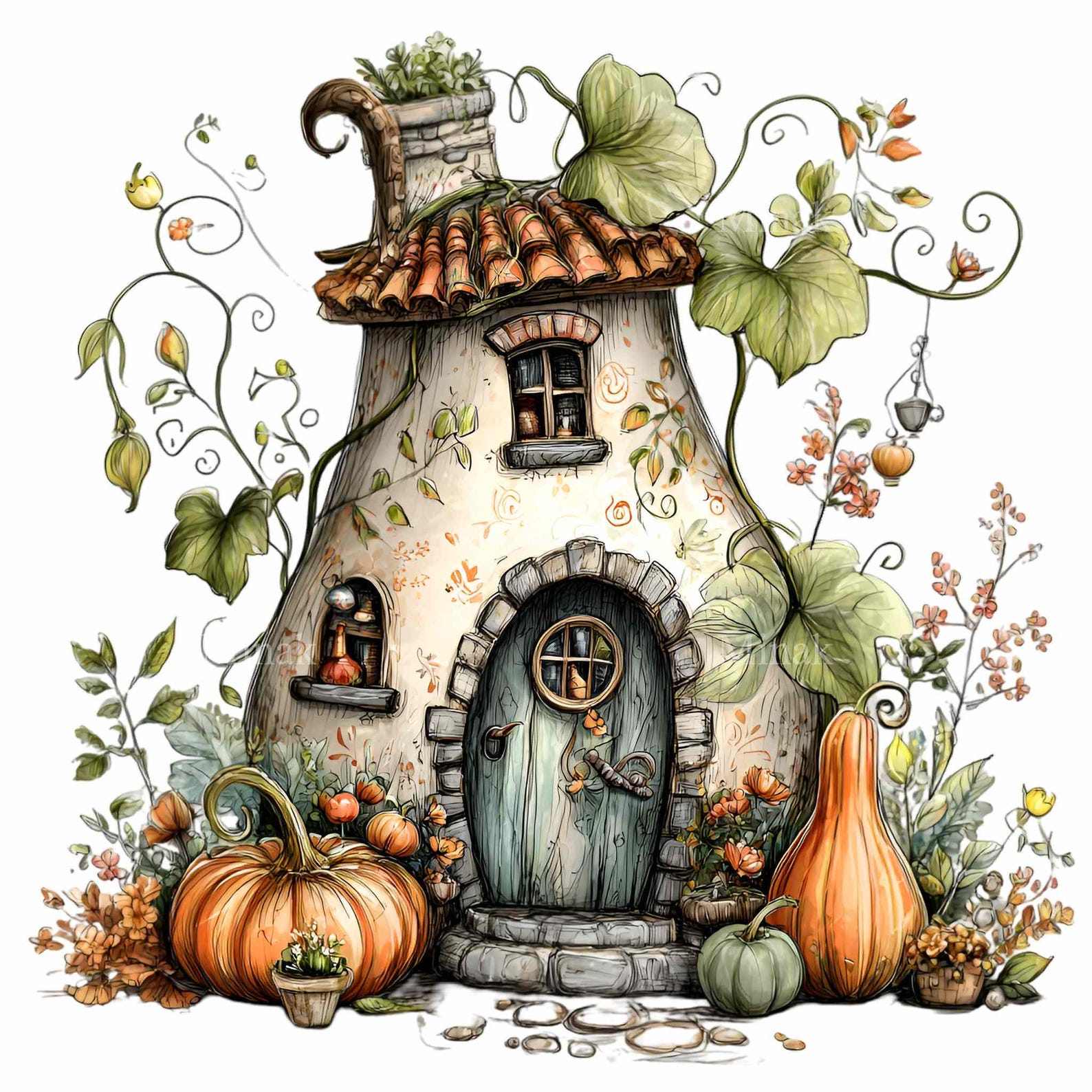 15 PNG Pumpkin House Clipart – Fall Fairy Home PNG – Cute Autumn ...