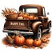 Rustic Brown Truck Fall Harvest Clipart 12 Pumpkins and Corn Autumn ...