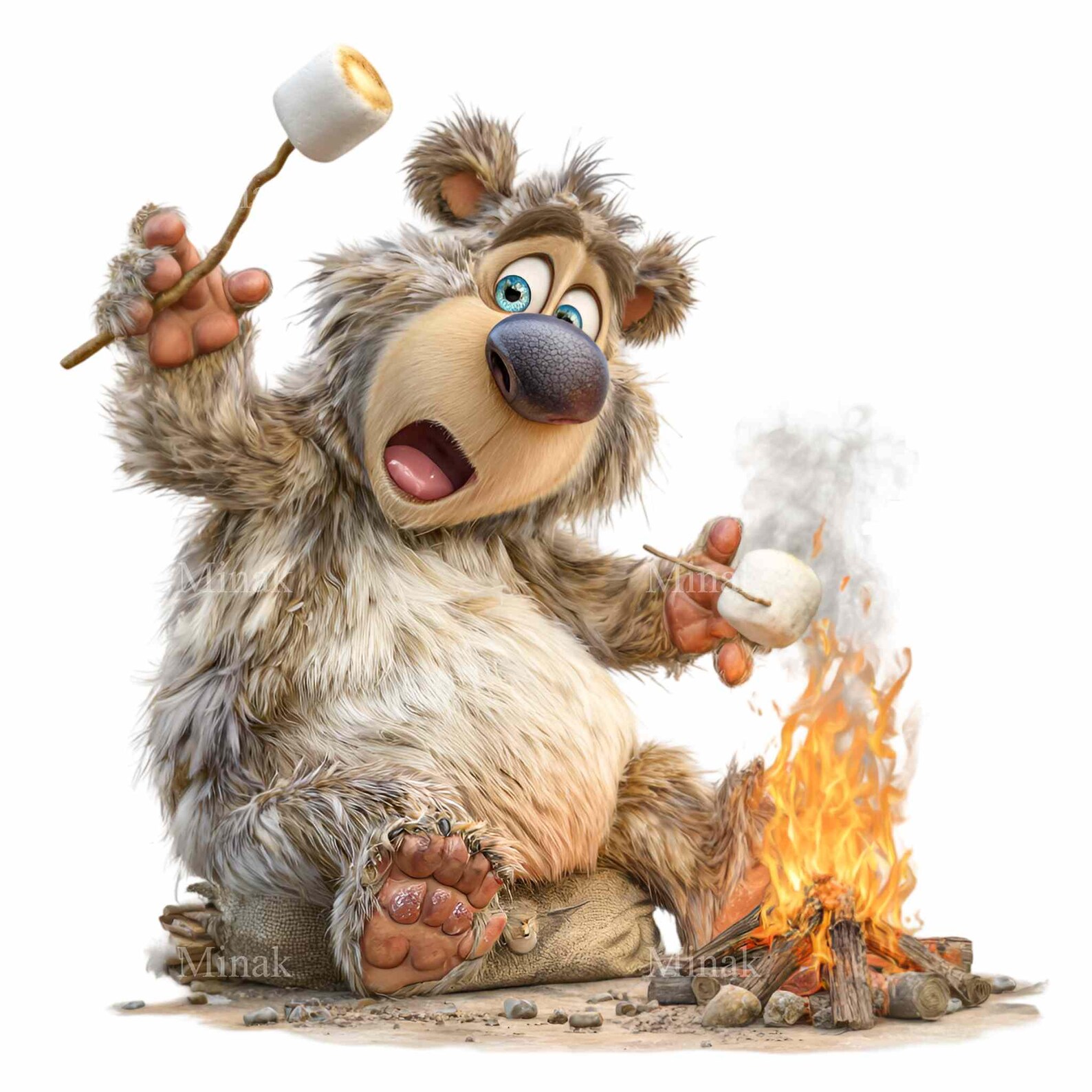 16 PNG Camping Bear Clipart – Funny Campfire Bear Illustration, Outdoor ...