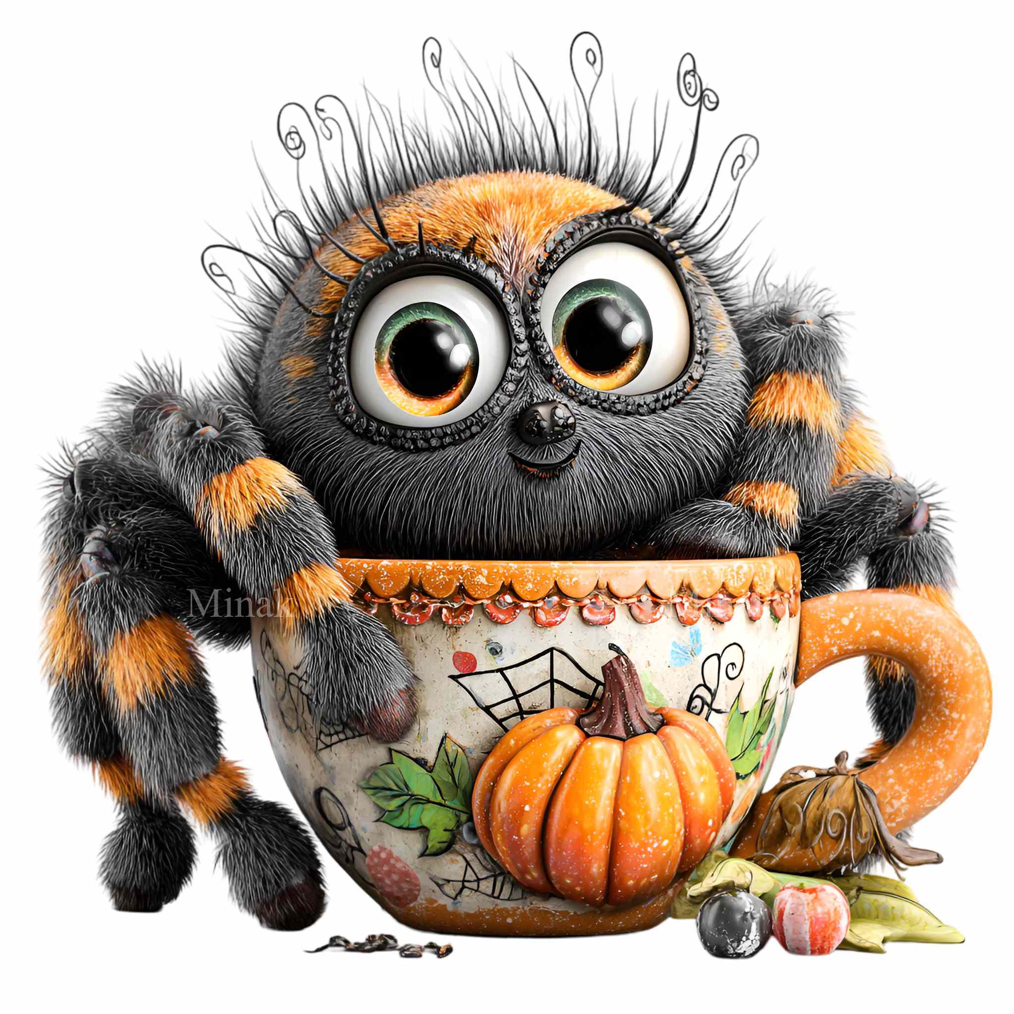 15 PNG Funny Spider Clipart – Autumn Bug in Colorful Mug PNG – Fall ...