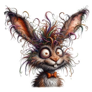 10 Funny Bunny PNG Clipart With Wild Hair, Glasses, and Tangled Ears ...