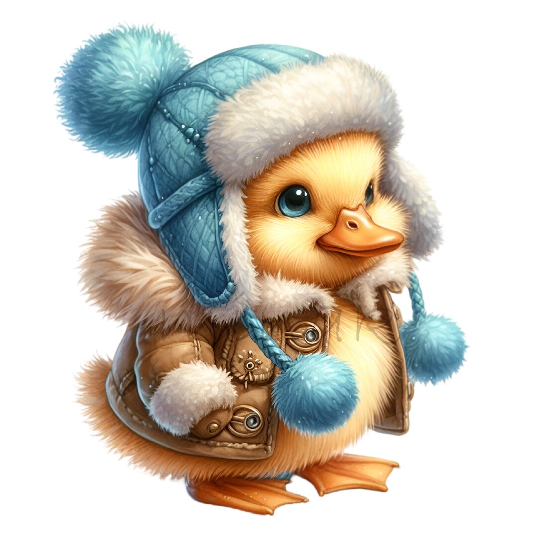 Winter Duckling Clipart Adorable Duck Illustration 12 PNG Perfect for ...