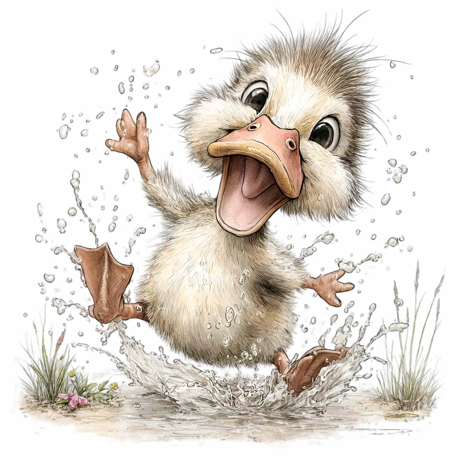 15 PNG Baby Duck Clipart – Spring Duckling Splashing Water, Kids ...
