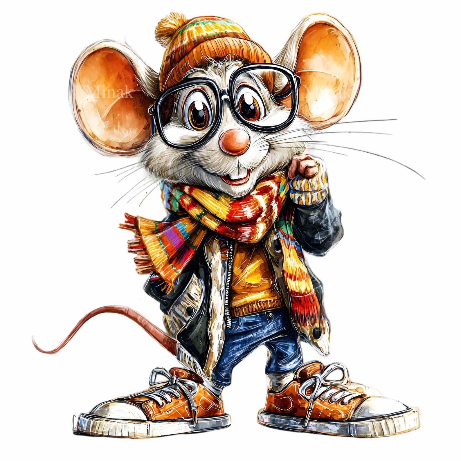12 PNG Fall Cartoon Mouse – Funny Animal PNG – Cute Mouse in Scarf for ...