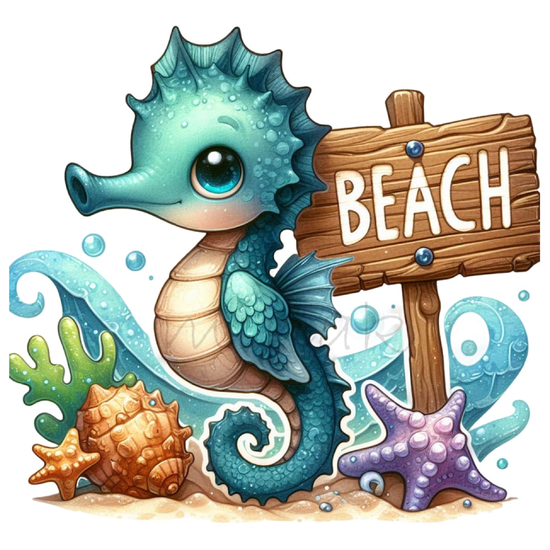 Seahorse Clipart, Seahorse Png, 10 Watercolor Seahorse Clip Art, Ocean ...