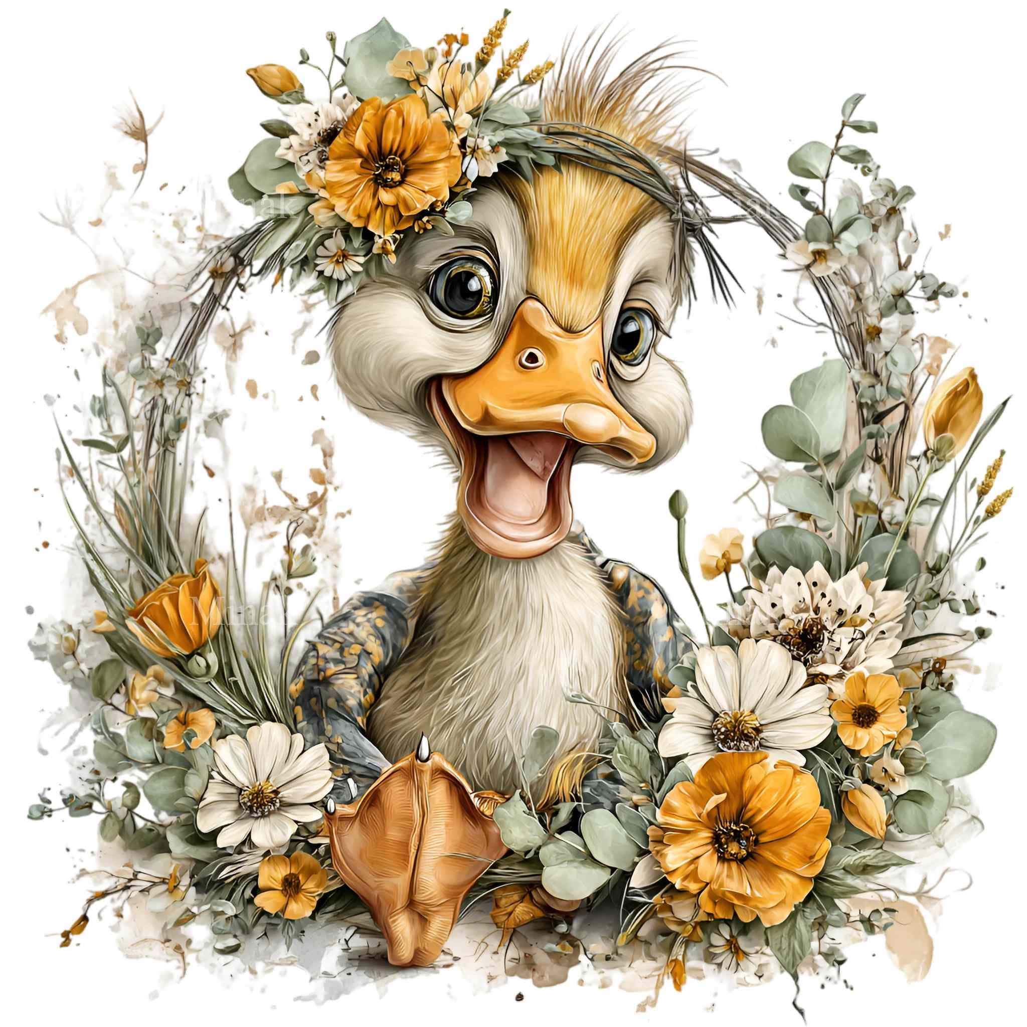 12 PNG Floral Duckling Clipart – Cute Duck PNG – Spring Animal ...
