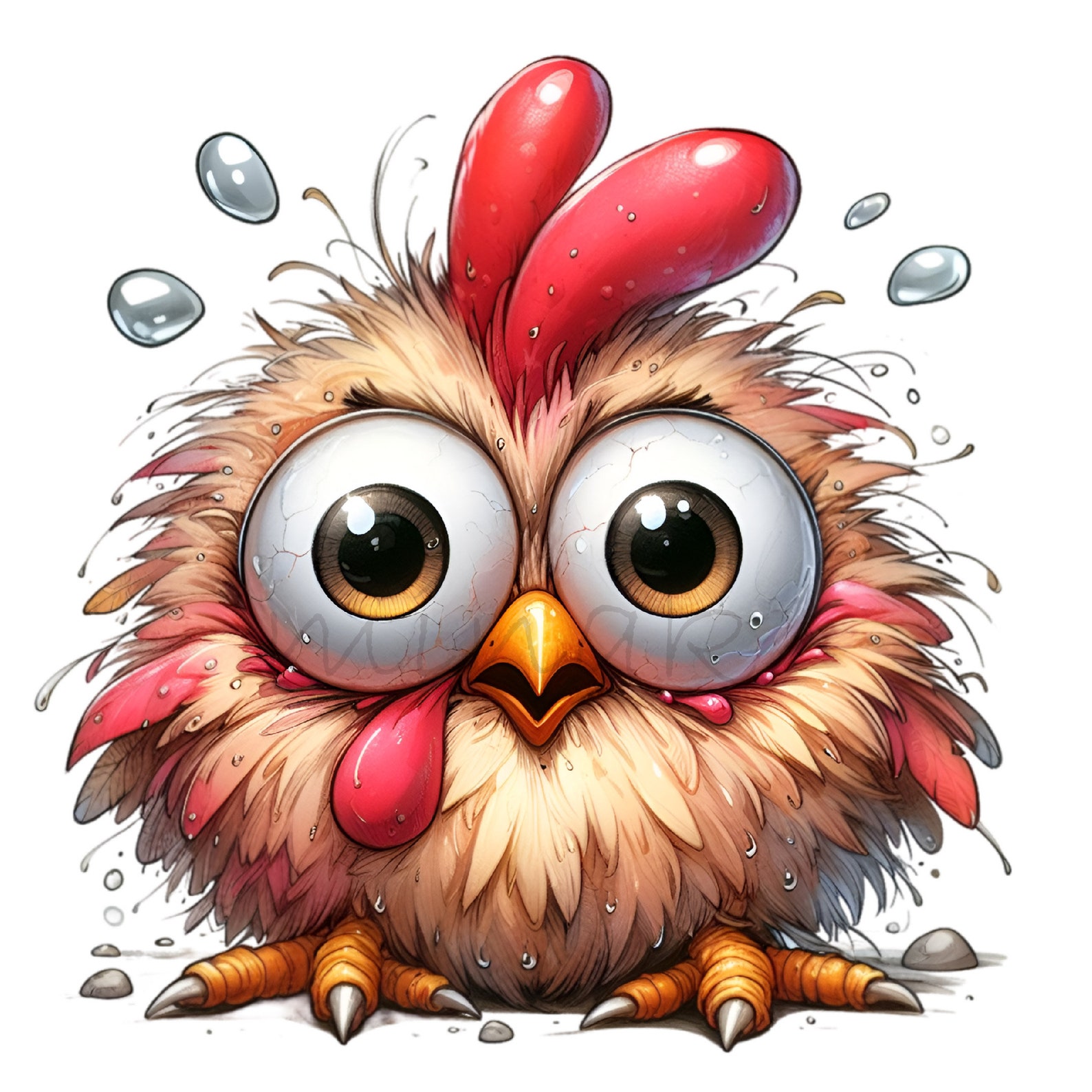 12 PNG Chicken Funny Rooster Clipart, Messy Hair Sublimation, Stressed ...