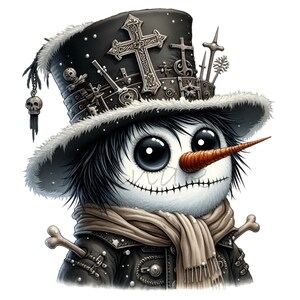 Gothic Snowman Clipart 15 PNG - Unique Dark Snowman Illustration With ...