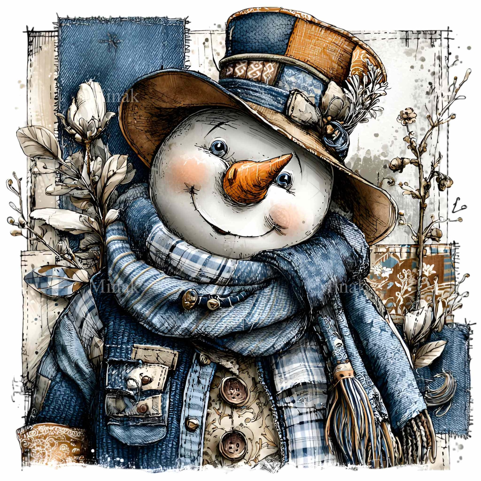 12 PNG Patchwork Snowman – Snowman PNG Clipart for Winter Cards, Cute ...
