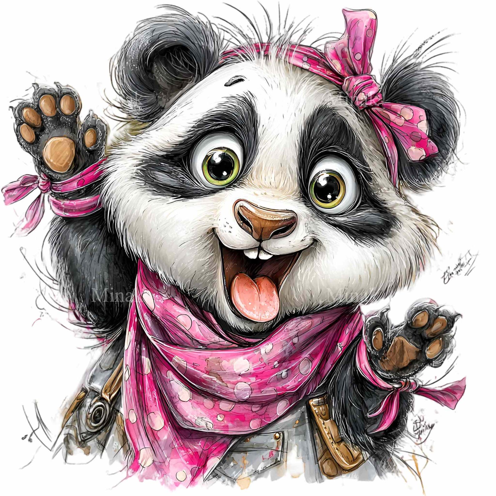 14 PNG Girly Panda Art – Cute Panda PNG Clipart – Pink Scarf Animal for ...