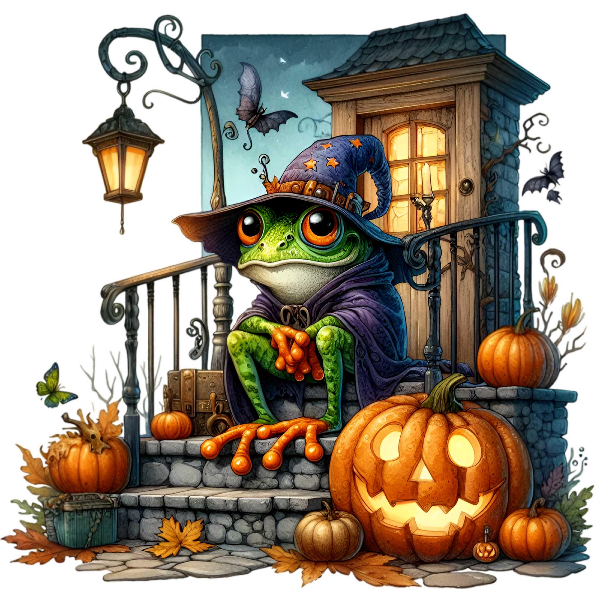 12 PNG Halloween Frog Clipart, Witch Toad Pumpkin Spooky Lantern - Etsy