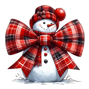 Plaid Bow Snowman PNG, 15 Cute Winter Holiday Clipart, Festive ...