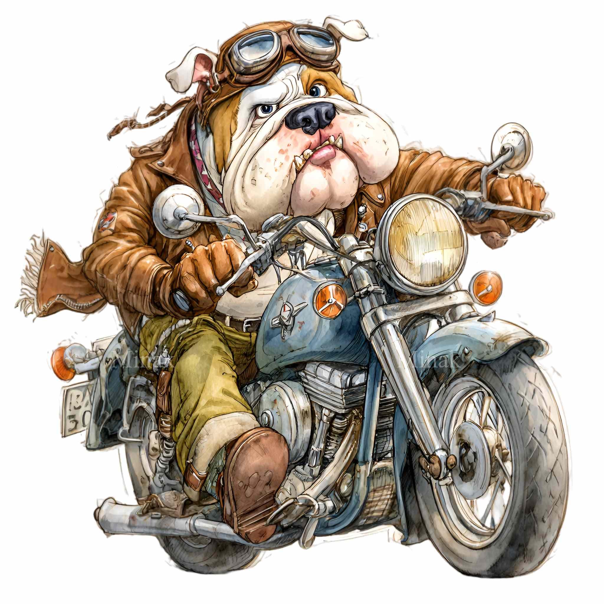 12 PNG Motorcycle Bulldog Clipart - Biker Dog PNG Digital Download for ...
