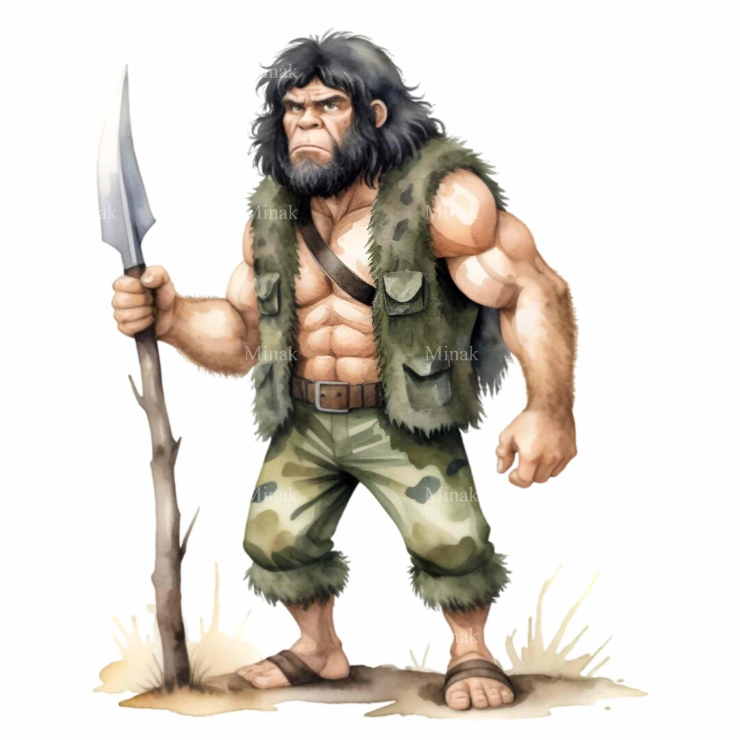 Primitive Warrior PNG Clipart, 14 Strong Man in Camouflage With Spear ...