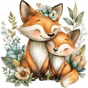 14 PNG Familie Clipart - Mama und Baby Fuchs digitaler Download für ...