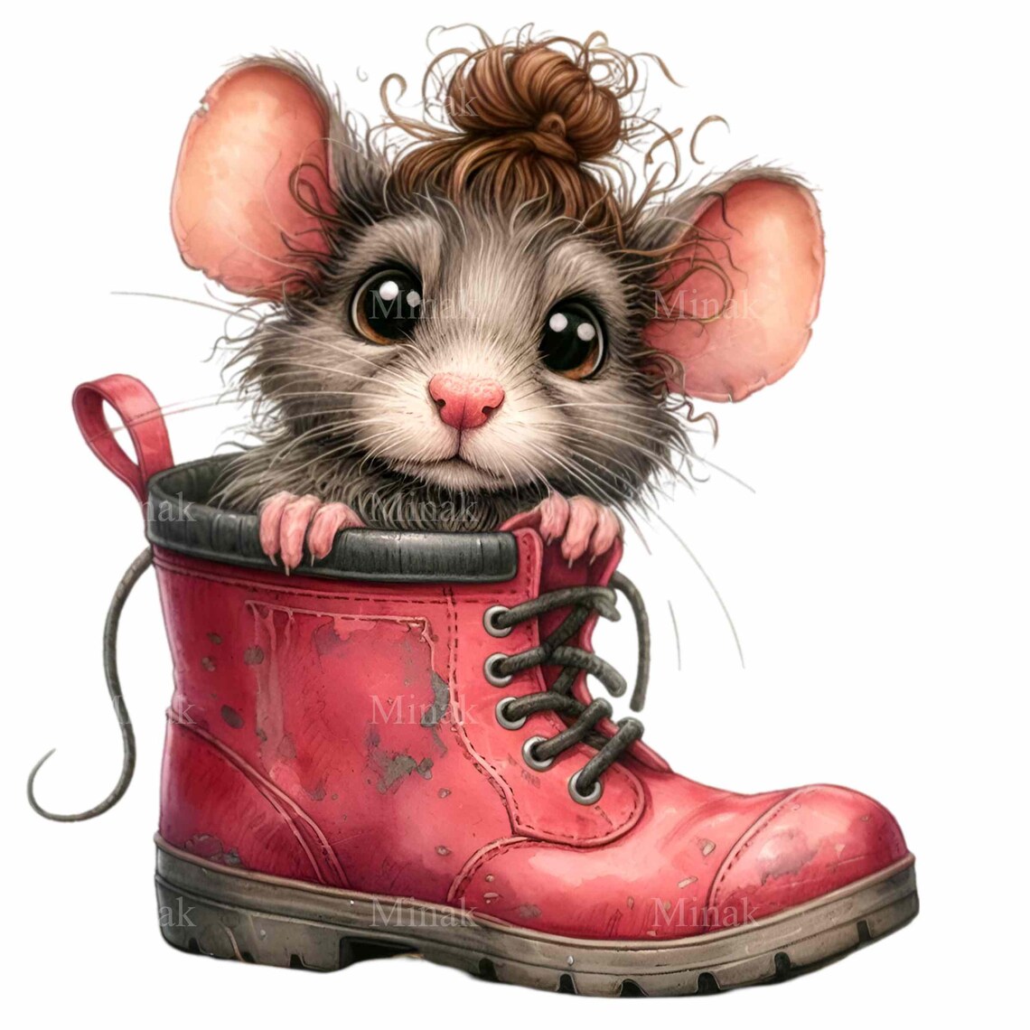 12 PNG Mouse in Boot Clipart, Garden Floral Illustration - Etsy