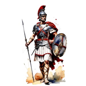 25 Roman Soldier PNG Clipart, Ancient Warrior in Armor With Spear and ...