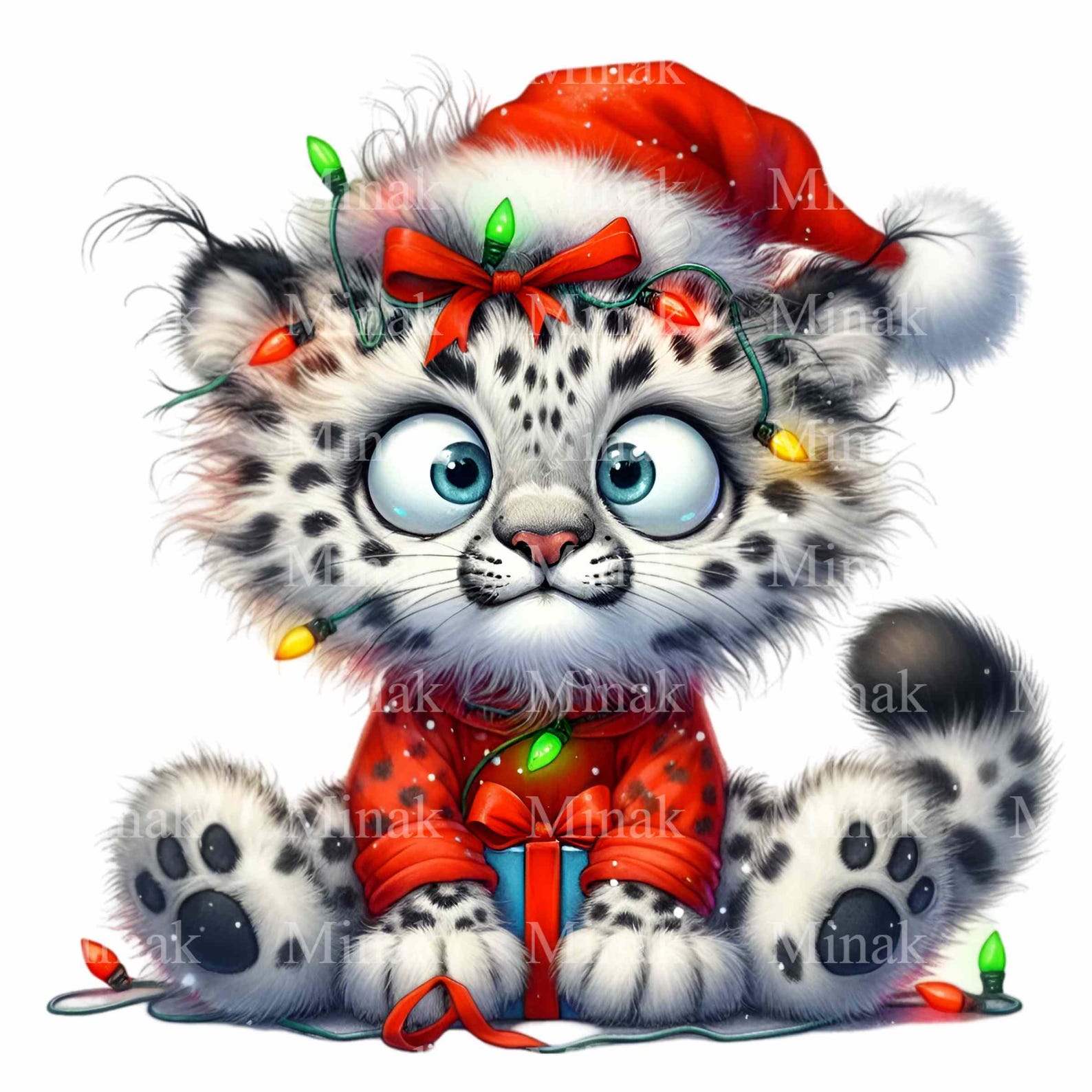 12 PNG Christmas Leopard Clipart – Holiday Snow Leopard PNG – Cute Wild ...