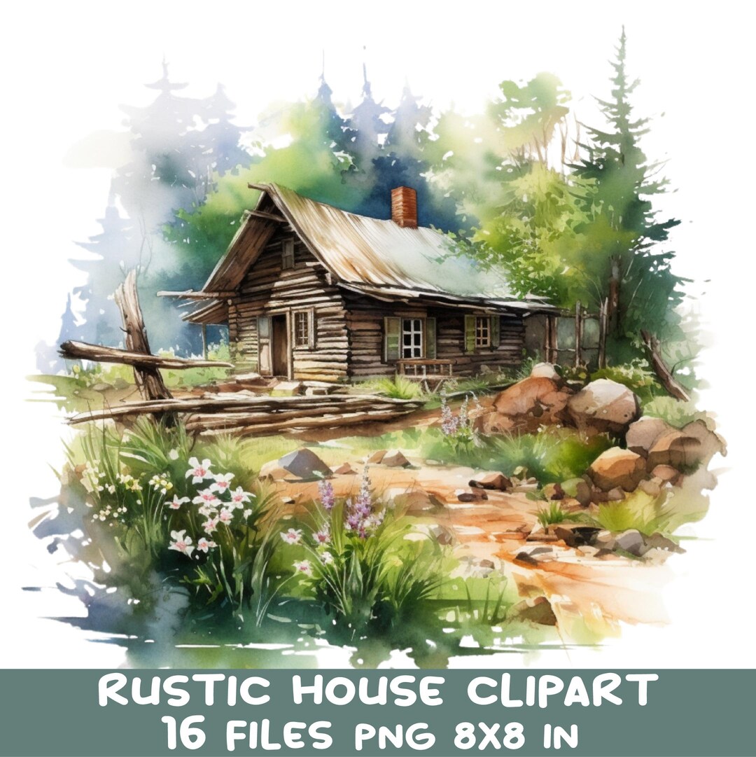 Rustic House Clipart PNG, 16 Log Cabin in Forest, Country Living ...