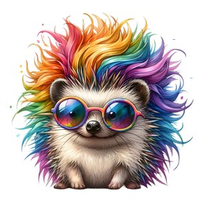 Rainbow Hedgehog Cute Baby Animal Clipart 12 PNG Illustration, Digital ...