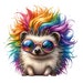 Rainbow Hedgehog Cute Baby Animal Clipart 12 PNG Illustration, Digital ...