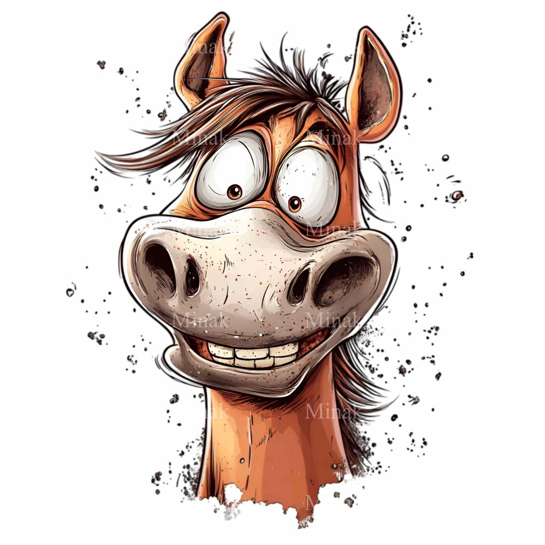 15 Funny Horse PNG Clipart - Quirky Cartoon Style, Wide Eyes, and ...
