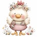 16 PNG Spring Chick Clipart – Cute Flower Crown Bird in Boots and Dress ...