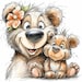 10 PNG Mother and Baby Bear Clipart – Cute Floral Bear Illustration ...