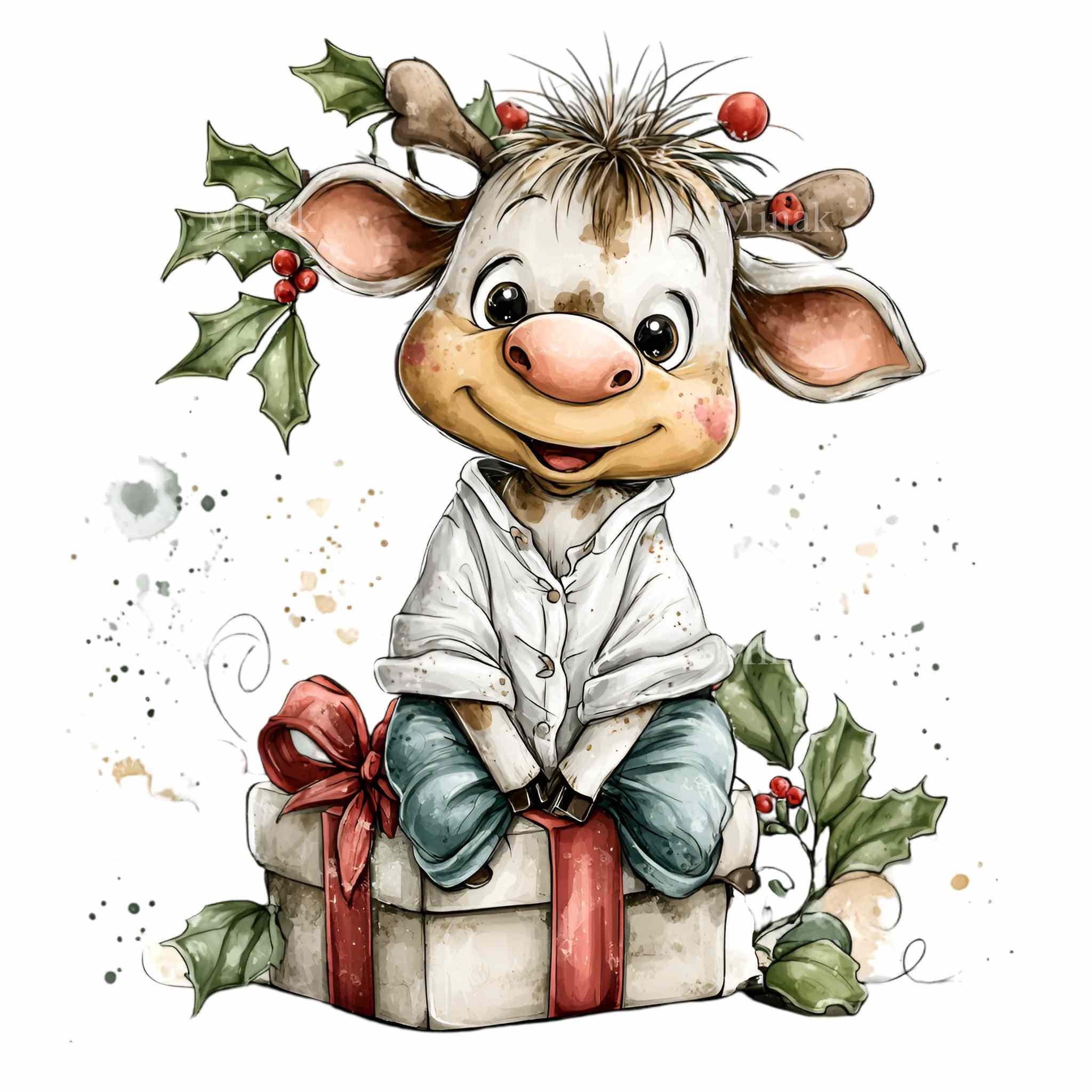 16 PNG Cute Reindeer Clipart – Christmas PNG – Holiday Digital Download ...