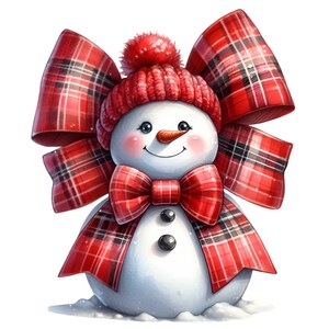 Plaid Bow Snowman PNG, 15 Cute Winter Holiday Clipart, Festive ...
