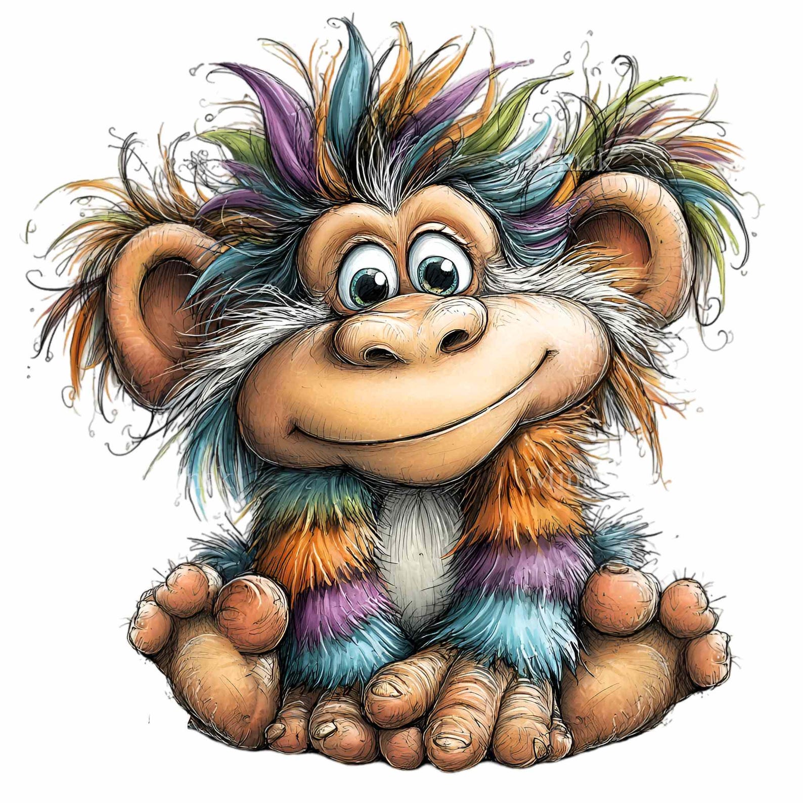 12 PNG Rainbow Animal Clipart – Colorful Monkey PNG – Fun Cartoon ...