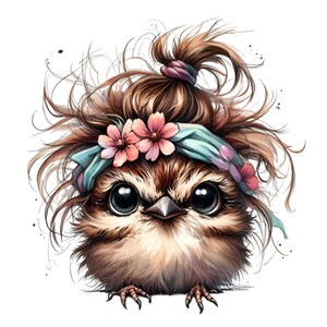 12 PNG Messy Hair Owl Clipart – Funny Bird PNG – Cute Animal With ...