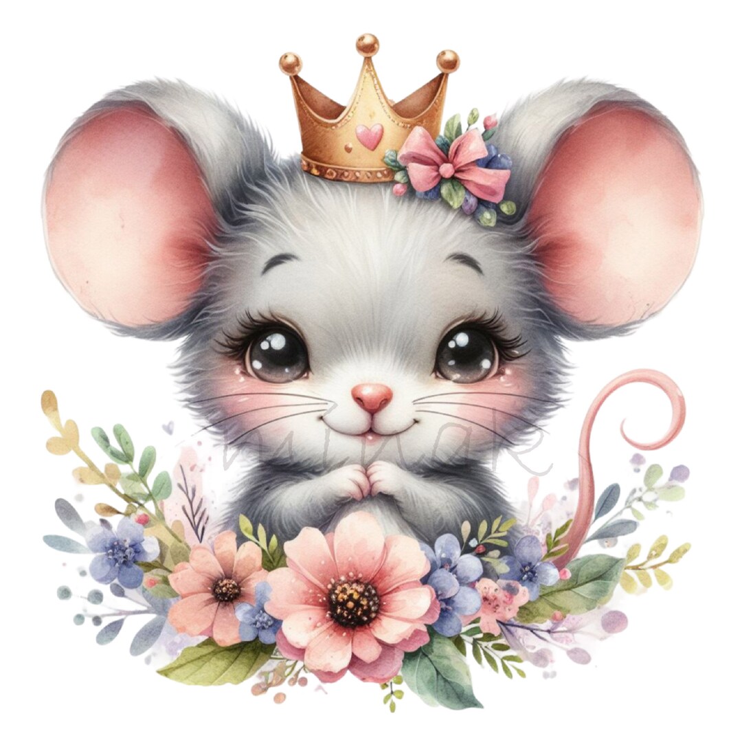 Princess Clipart, Mouse Clip Art, 12 PNG Watercolor Fairytale Girl ...