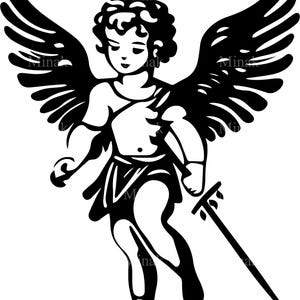 8 SVG Winged Warrior Angel SVG Cut File - Majestic Male Angel Holding ...