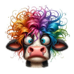 Rainbow Cow Fanny Heifer 15 PNG Farm Animal Illustration Clipart ...